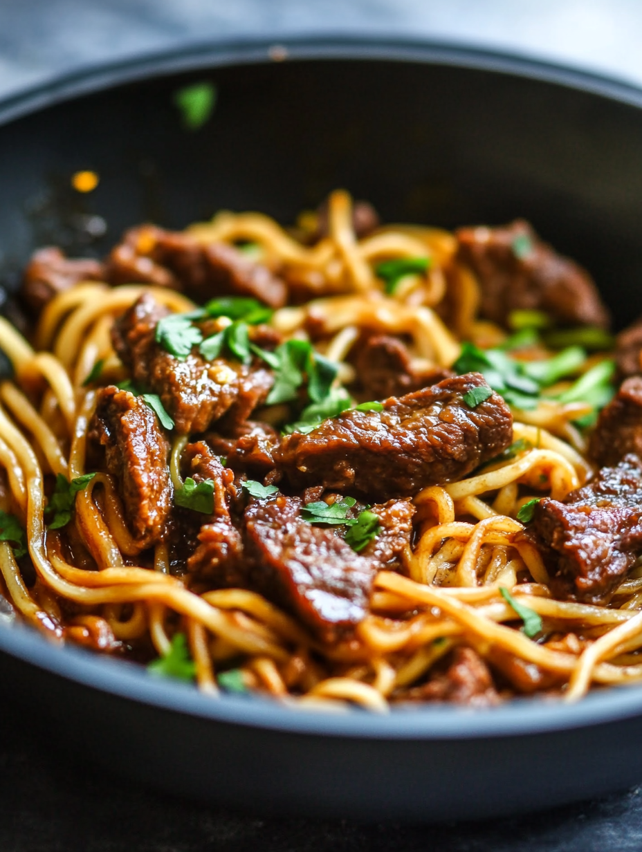 Sticky Beef Noodles - Heaven Recipes