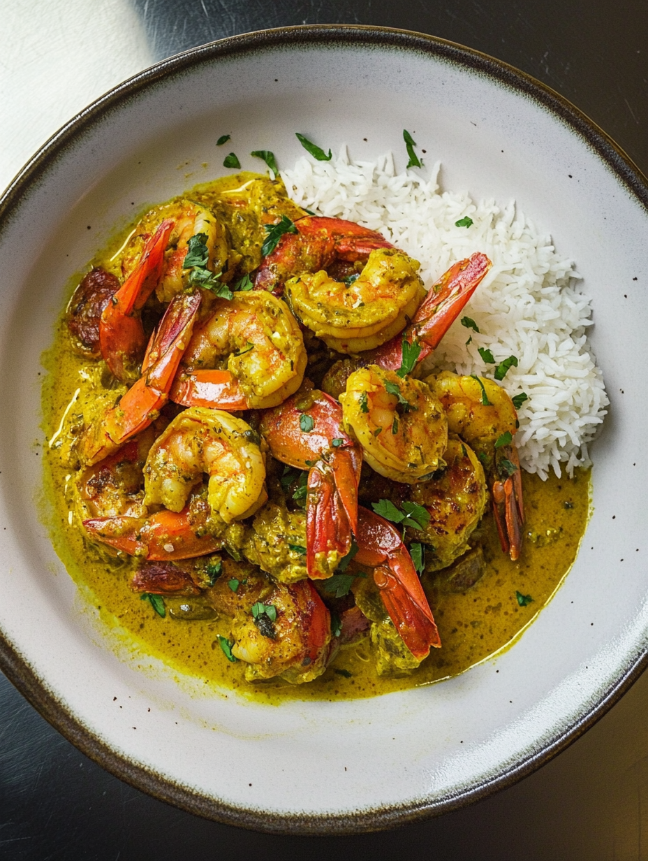 Jamaican Curry Shrimp + White Rice - Heaven Recipes
