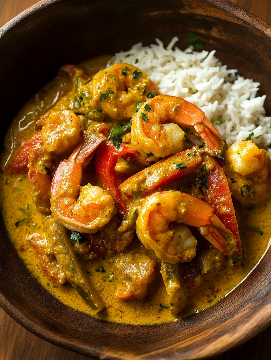 Jamaican Curry Shrimp + White Rice - Heaven Recipes